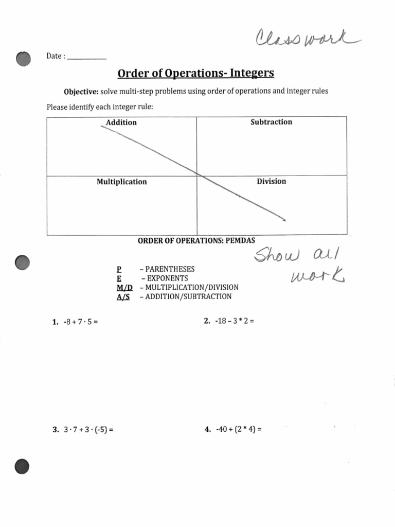 Order of Operations | PDF