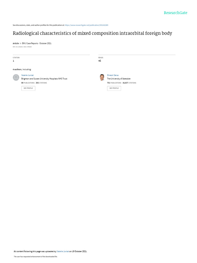 BMJ Case Reports I Orb FB Revised | PDF | Ct Scan | Wound