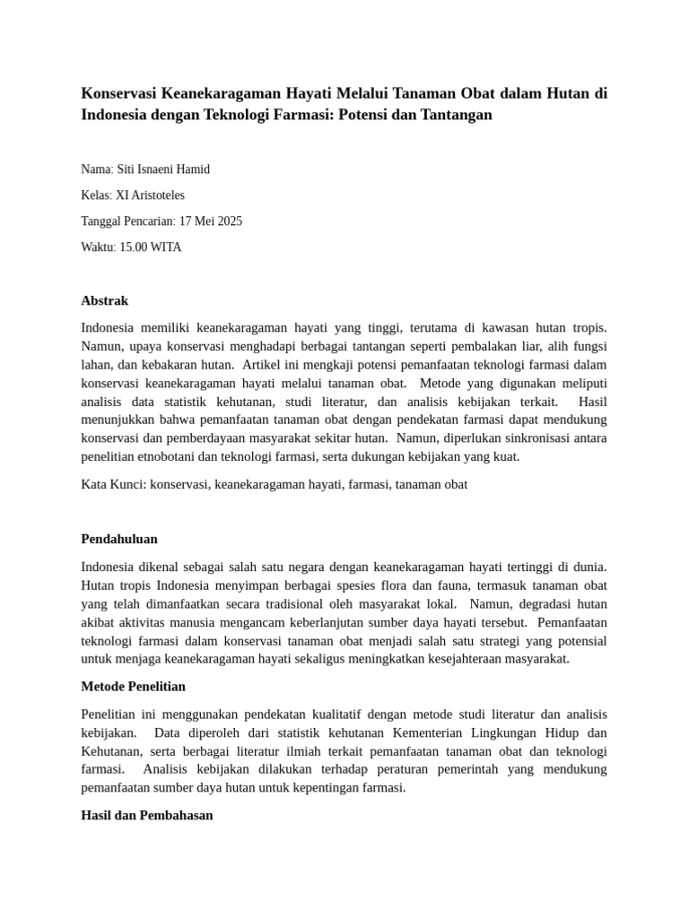 Konservasi Alam Indonesia - Siti Isnaeni Hamid | PDF