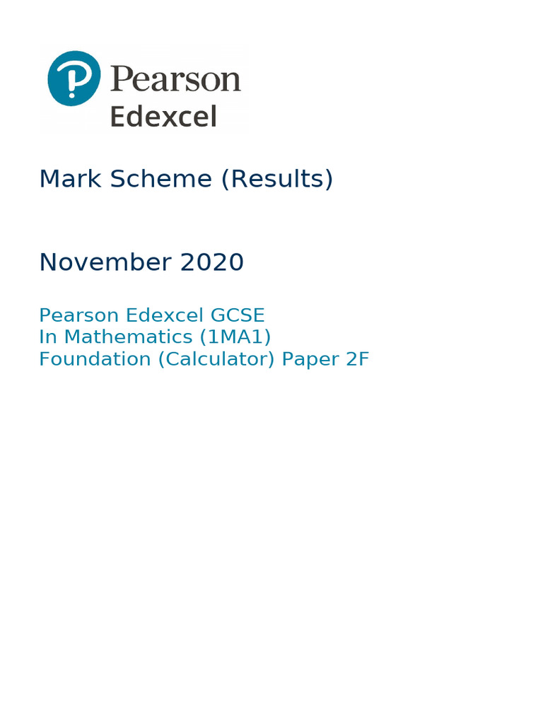 02e 1MA1 2F November 2020 Mark Scheme (Word) | PDF | Numbers | Decimal