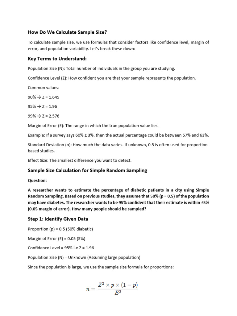 Sample Size Calculation Methods | PDF | Sample Size Determination ...