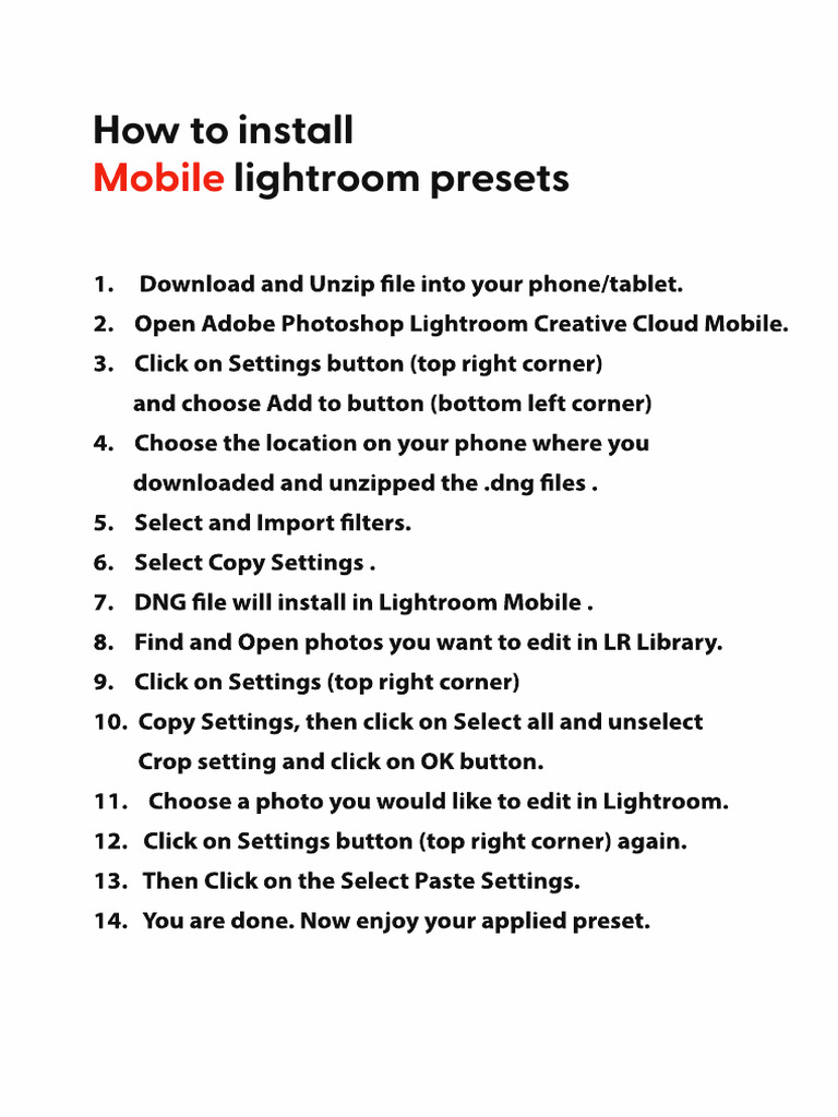 How To Install Lightroom Mobile Presets | PDF | Chess Theory | Chess