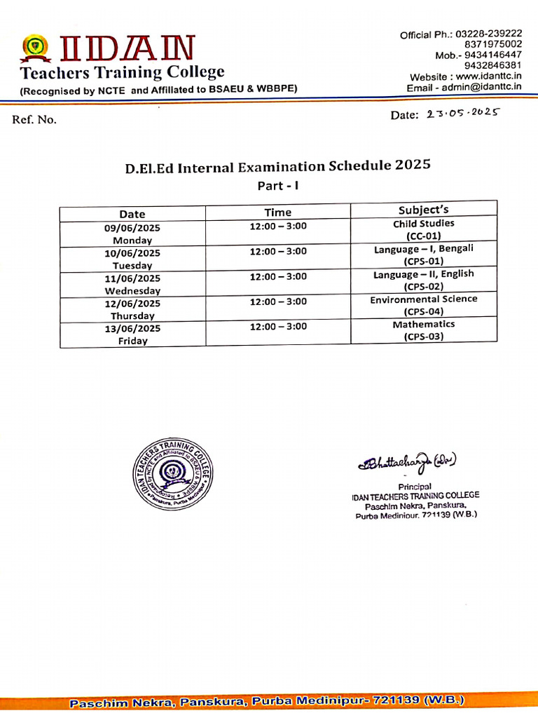 D.El - Ed.Part-1 Internal Examination 2025 | PDF