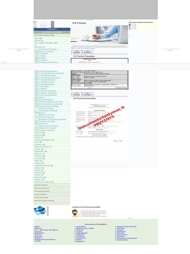 CV Forma Pavyzdys - WORD PDF | PDF