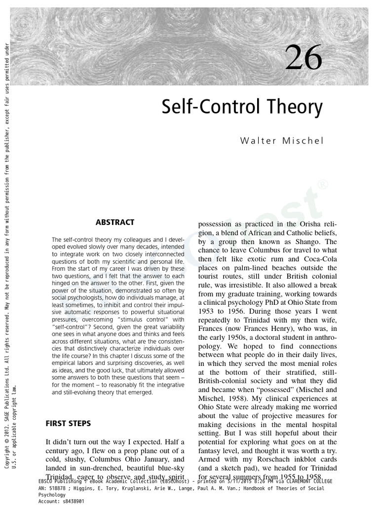 Week١١ self control | PDF | Psychology | Behavioural Sciences