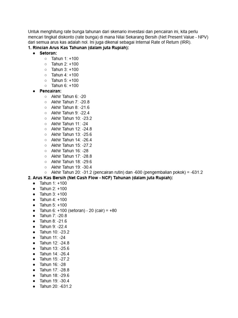 Hitungkan Rate Bunga Tahunan Apabilatahun 1 - 6 M... | PDF