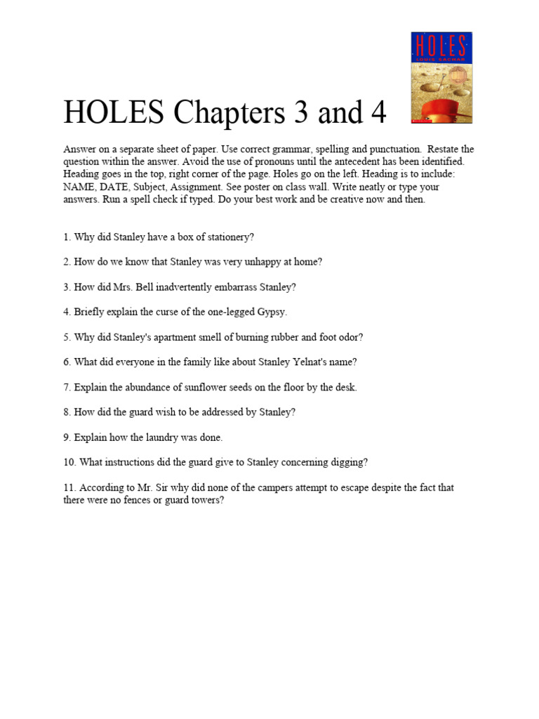 Holes Chapters 3 and 4 | PDF