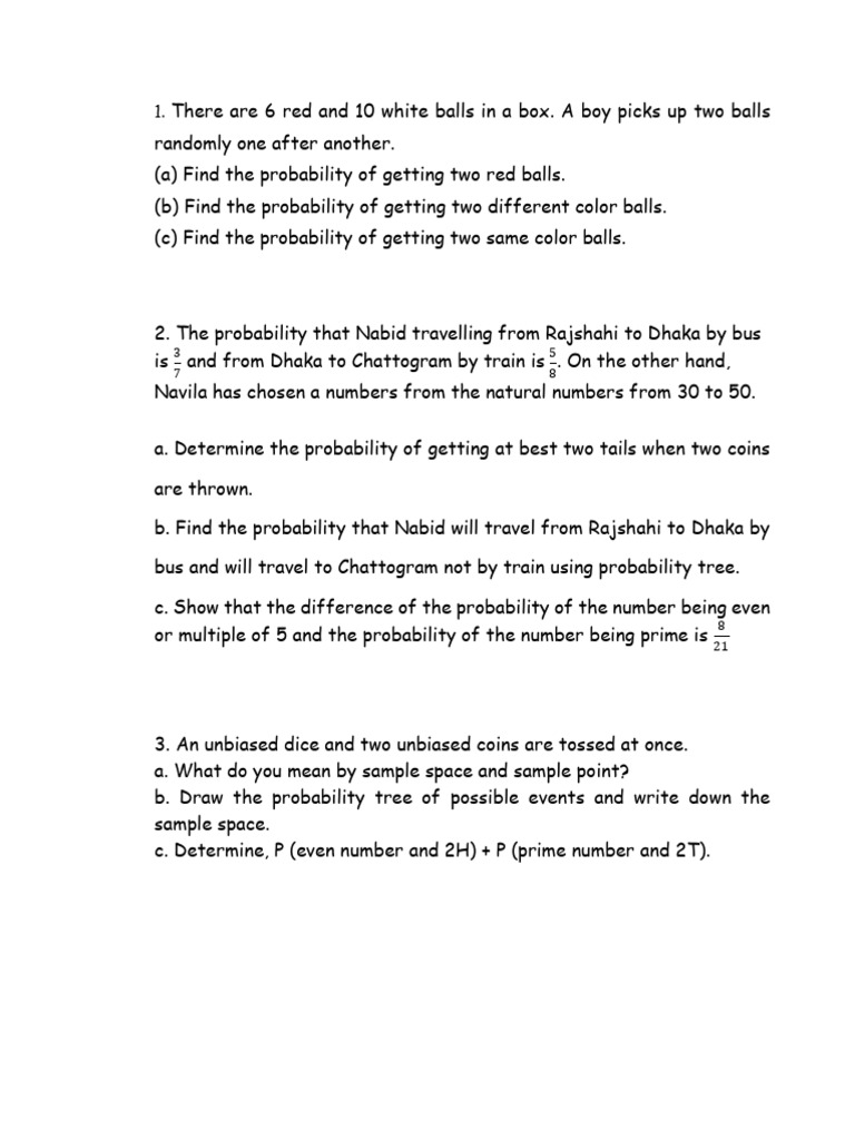Probability Problems and Solutions | PDF