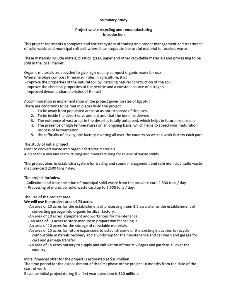 Summary Study Recycle Eng | PDF | Waste | Compost