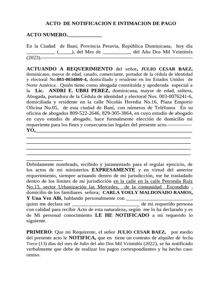 ACTO DE NOTIFICACION E INTIMACION DE PAGO Yoeli (2024 - 09 - 11 12 - 44 - 47 UTC) | PDF