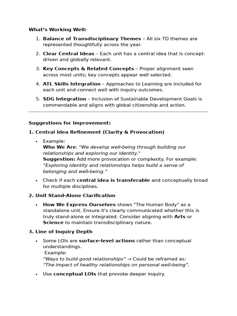 Review of Shared POI Based On Lates Ib Pyp Updates | PDF | Concept ...
