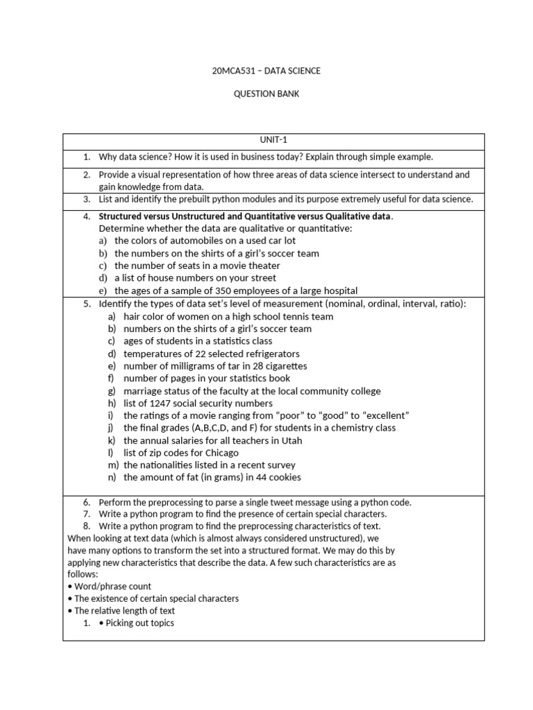 QB For DS - V Sem Students | PDF | P Value | Confidence Interval