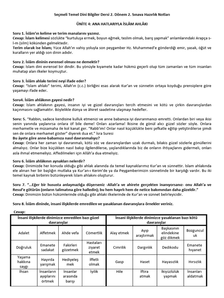 TDB 2. Dönem 2. Sınav Notları | PDF