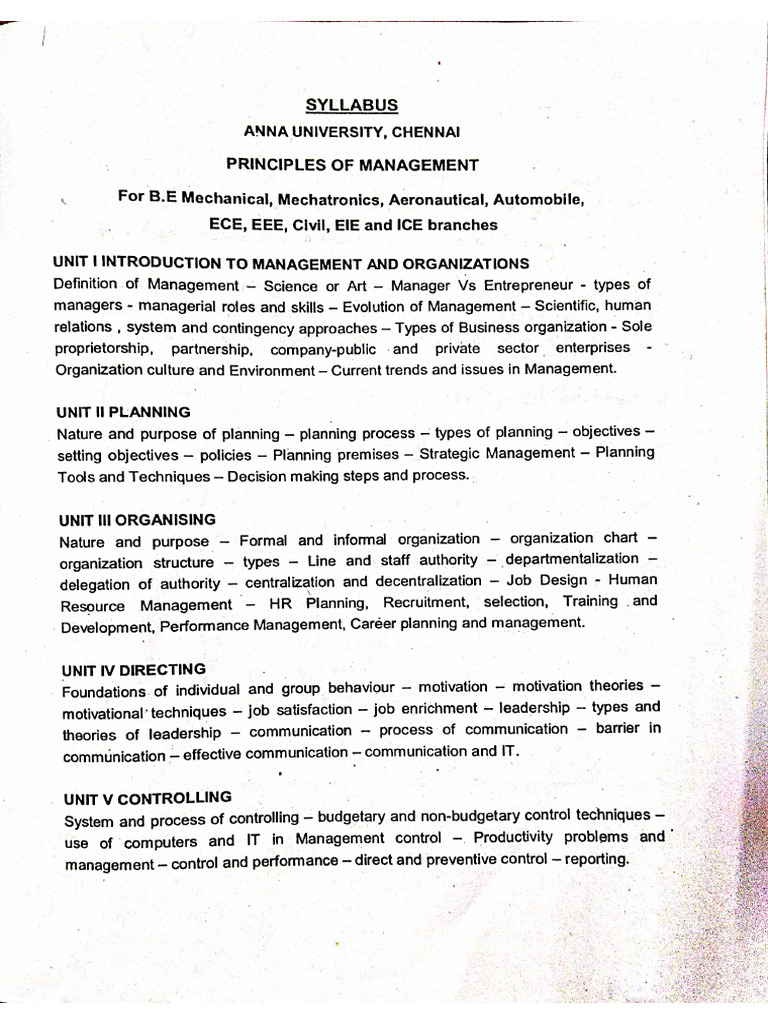 Principles of Management Unit 1 | PDF