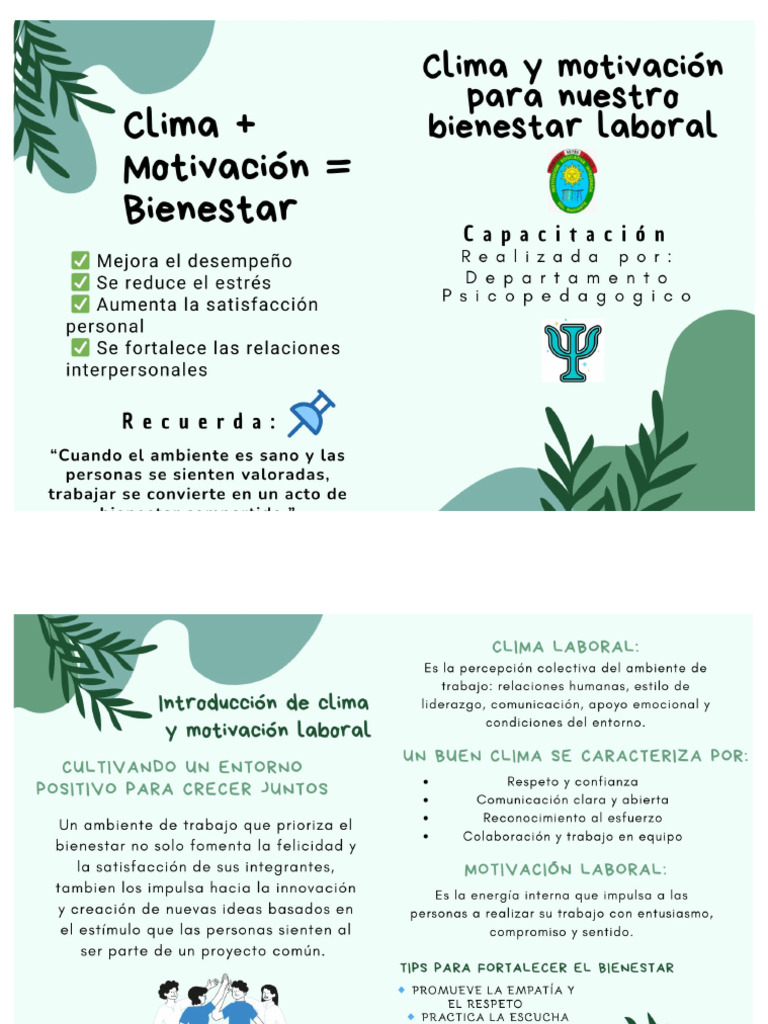 Diptico de Bienestar Laboral | PDF