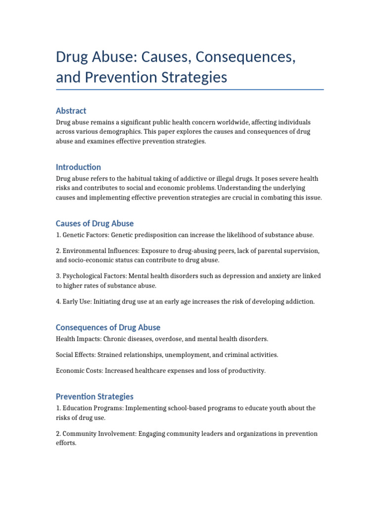 Drug Abuse Research Paper | PDF