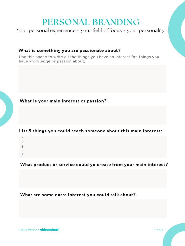 Personal Branding Workbook | PDF | Brand | Target Audience