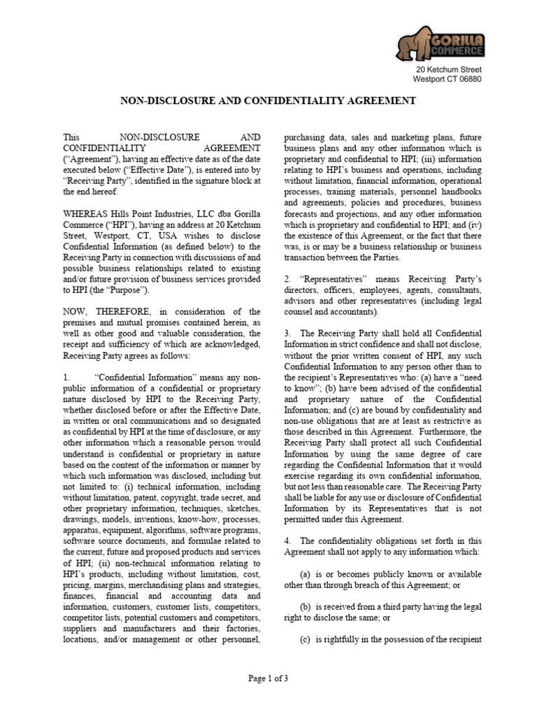 Non-Disclosure Agreement Template | PDF | Breach Of Contract | Non ...