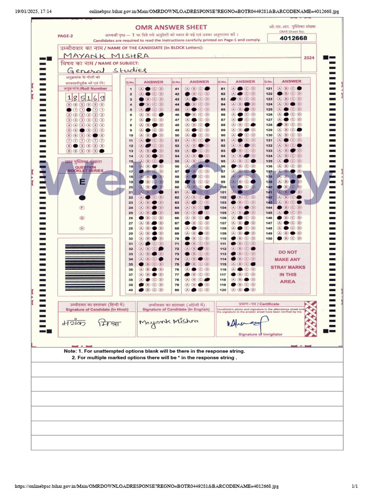 Onlinebpsc.bihar.gov.in Main Omrdownloadresponse Regno=Botr0449281 ...