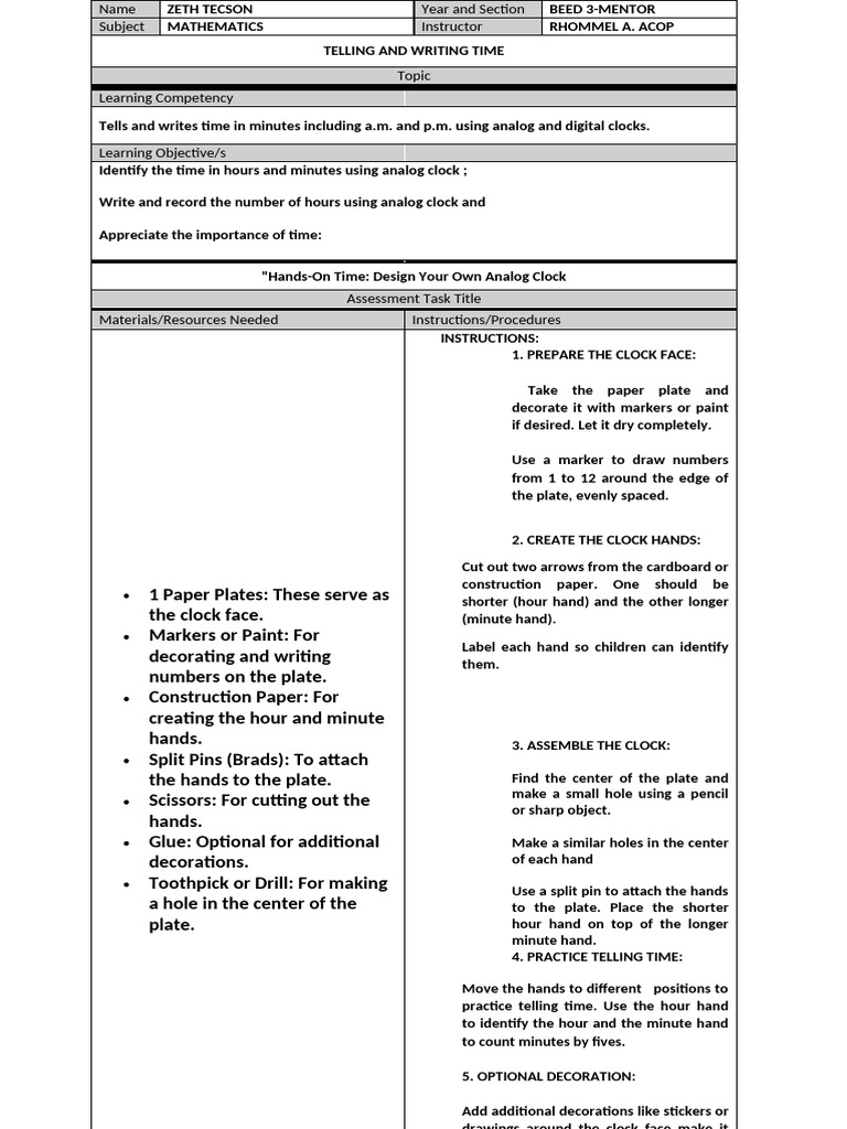 Performance Task Template | PDF