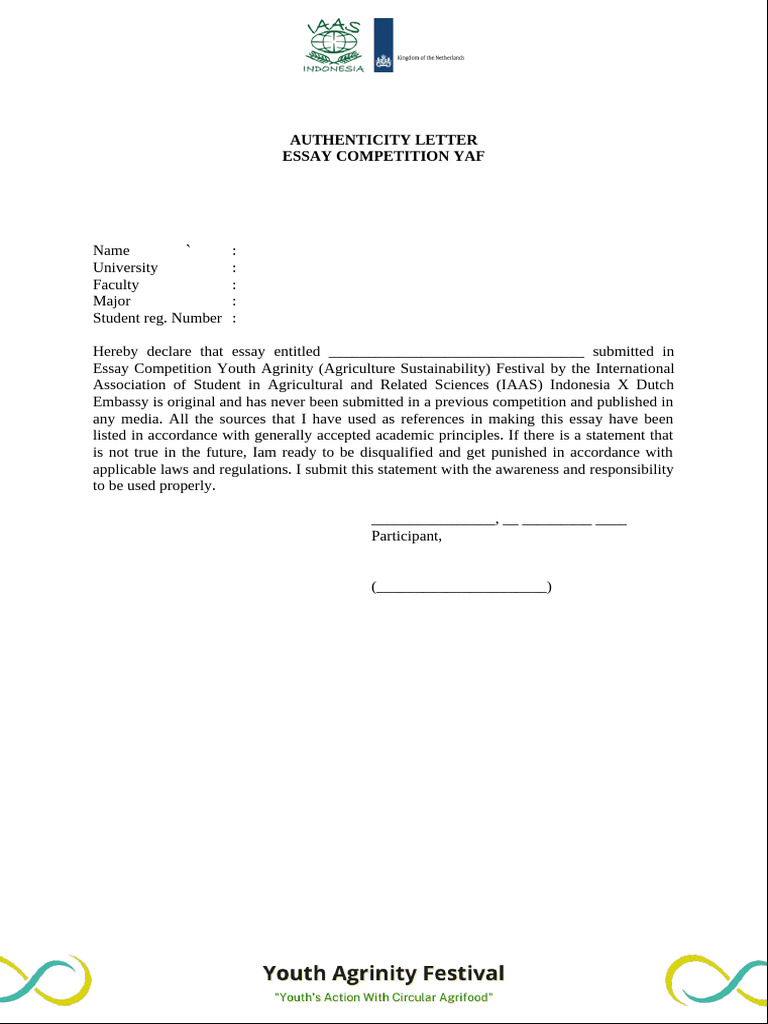 Individual Authenticity Letter Yaf | PDF
