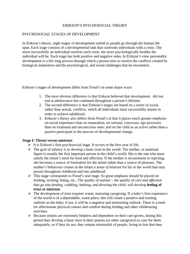 Eriksons Psychosocial Theory | PDF | Adolescence | Human Development