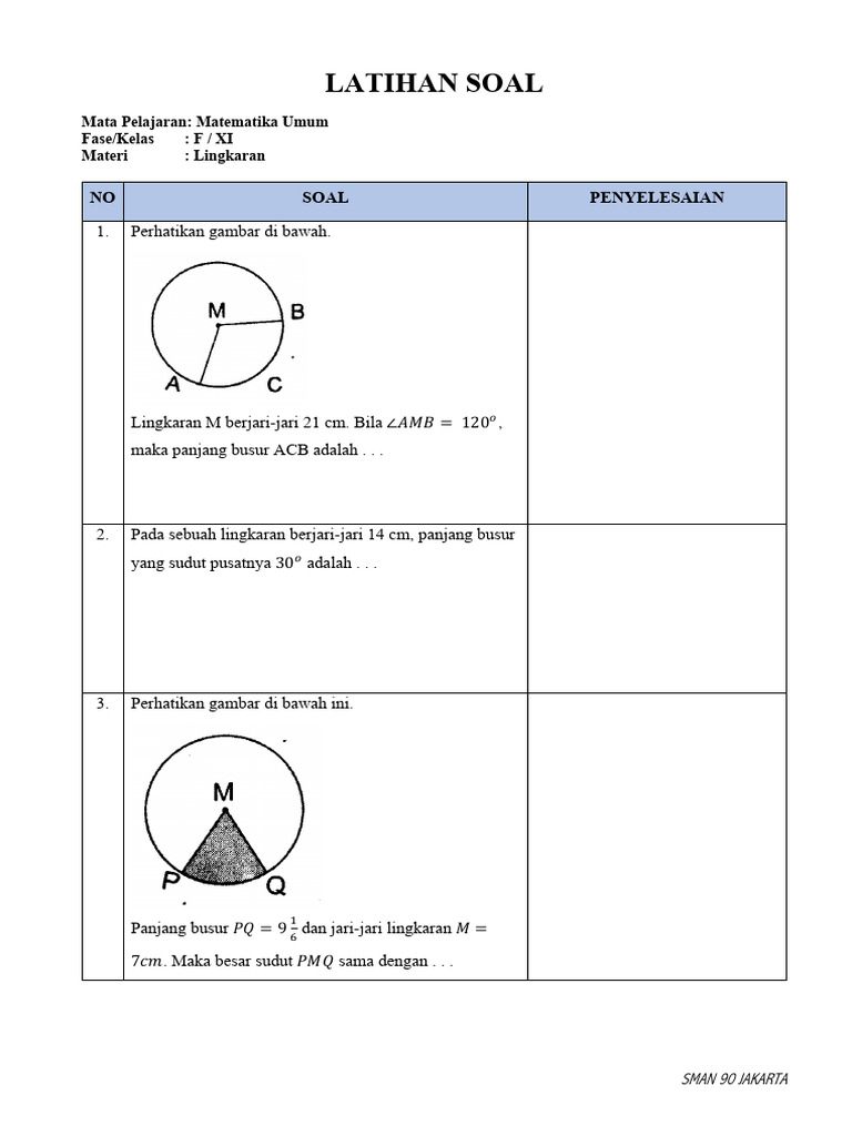 Latihan - Lingkaran | PDF