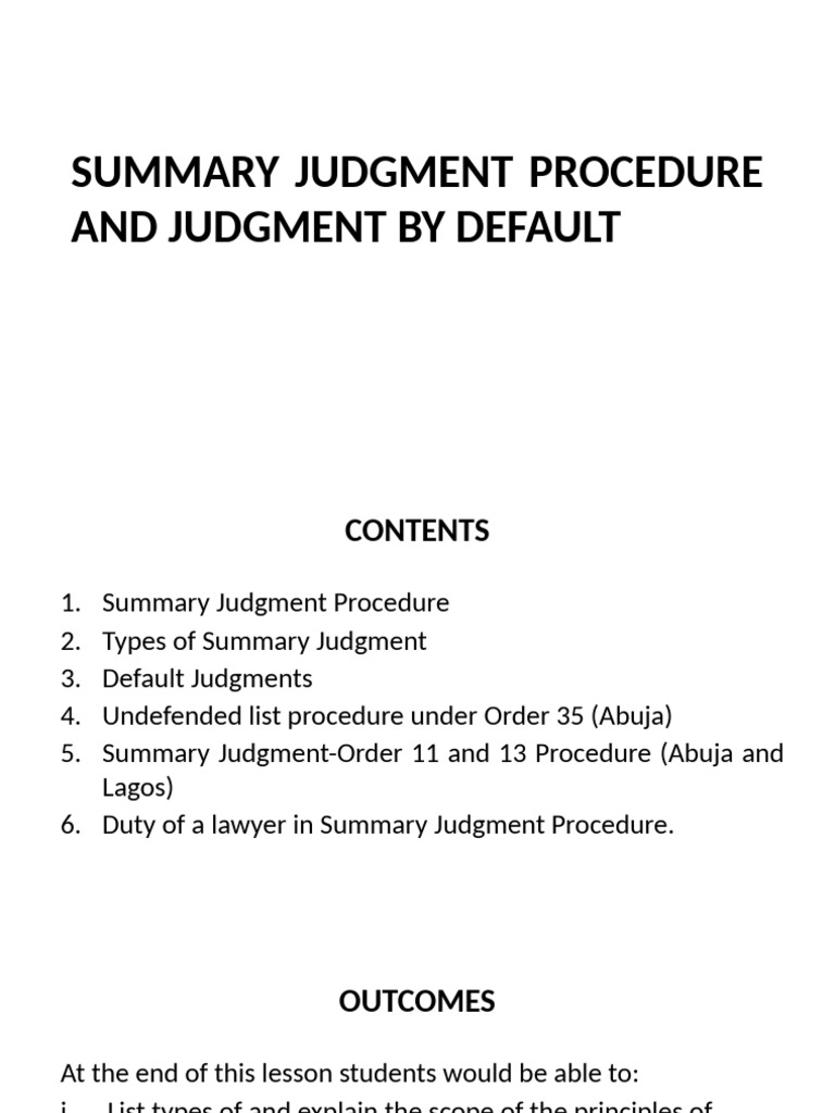 7. SUMMARY JUDGMENT PROCEDURE | PDF | Default Judgment | Summary Judgment