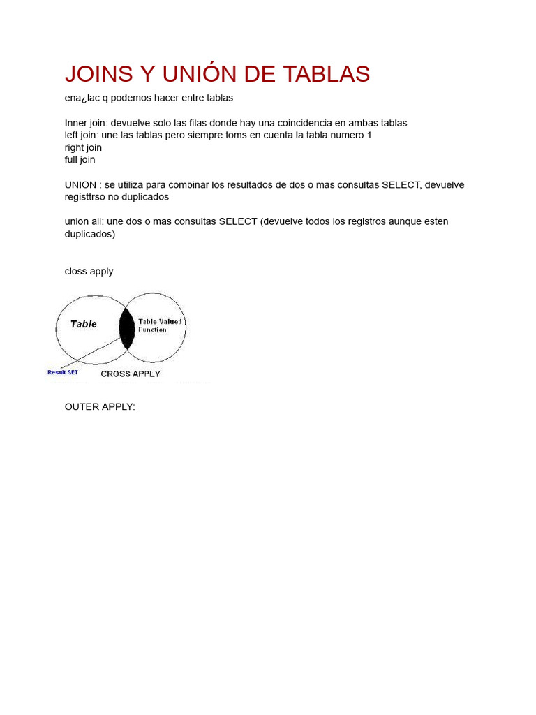 Joins y Unión de Tablas | PDF