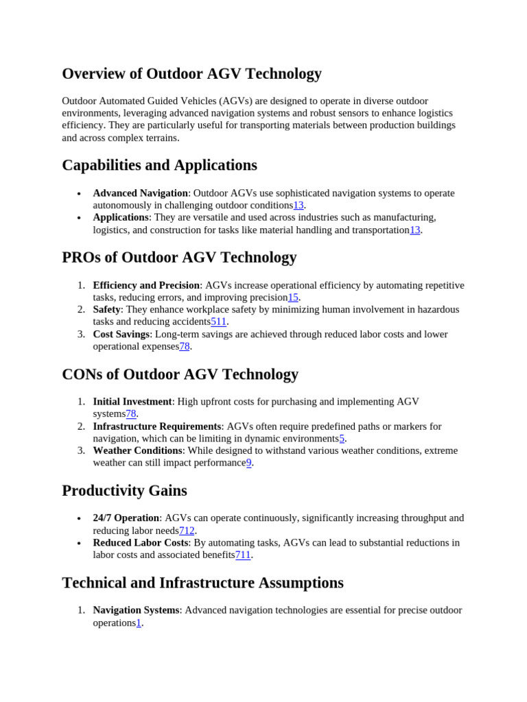Overview of Outdoor AGV Technology | PDF | Automation