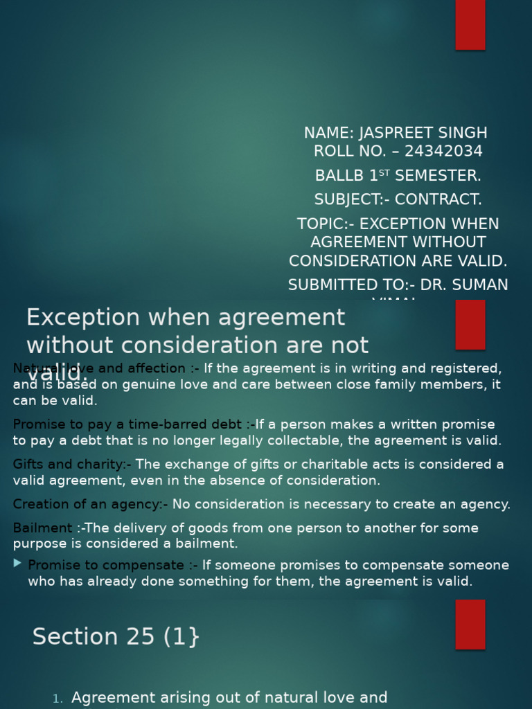 Rupsi Krishna PPT Contract Ballb 1st | PDF | Consideration | Debt