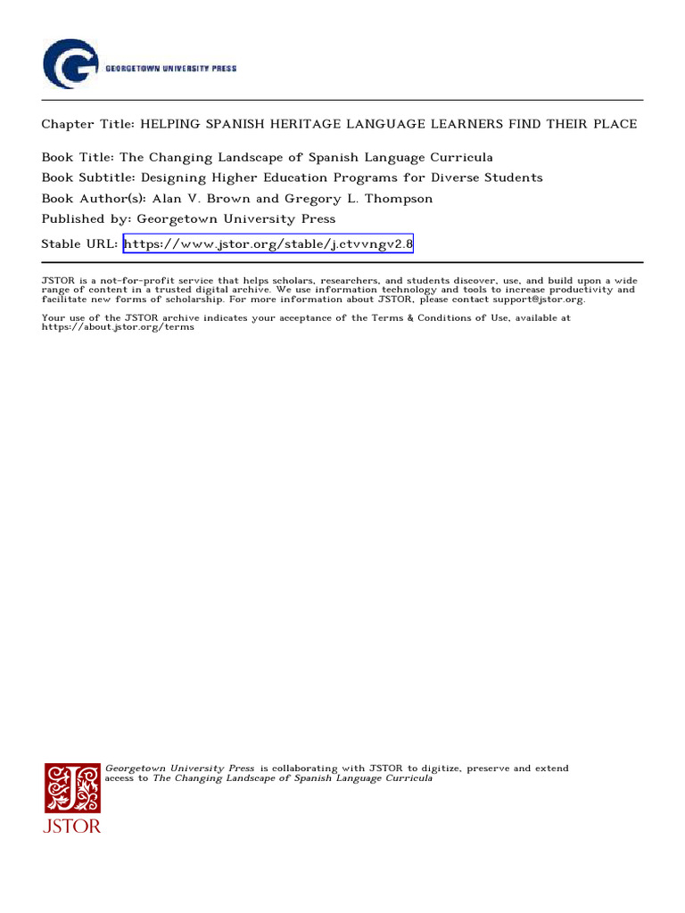 Helping Spanish Heritage Language Learners Find Their Place | PDF ...