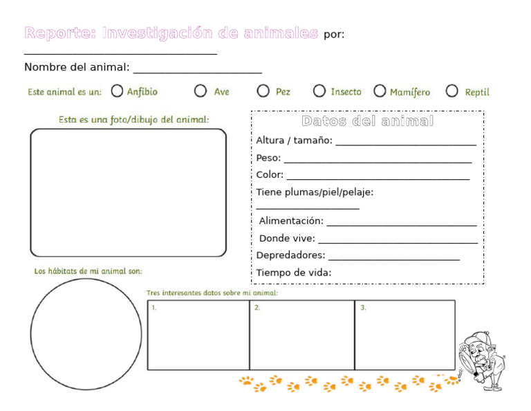 Informe sobre Características de Animales | PDF