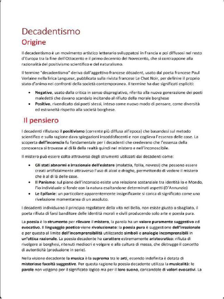Decadentismo | PDF