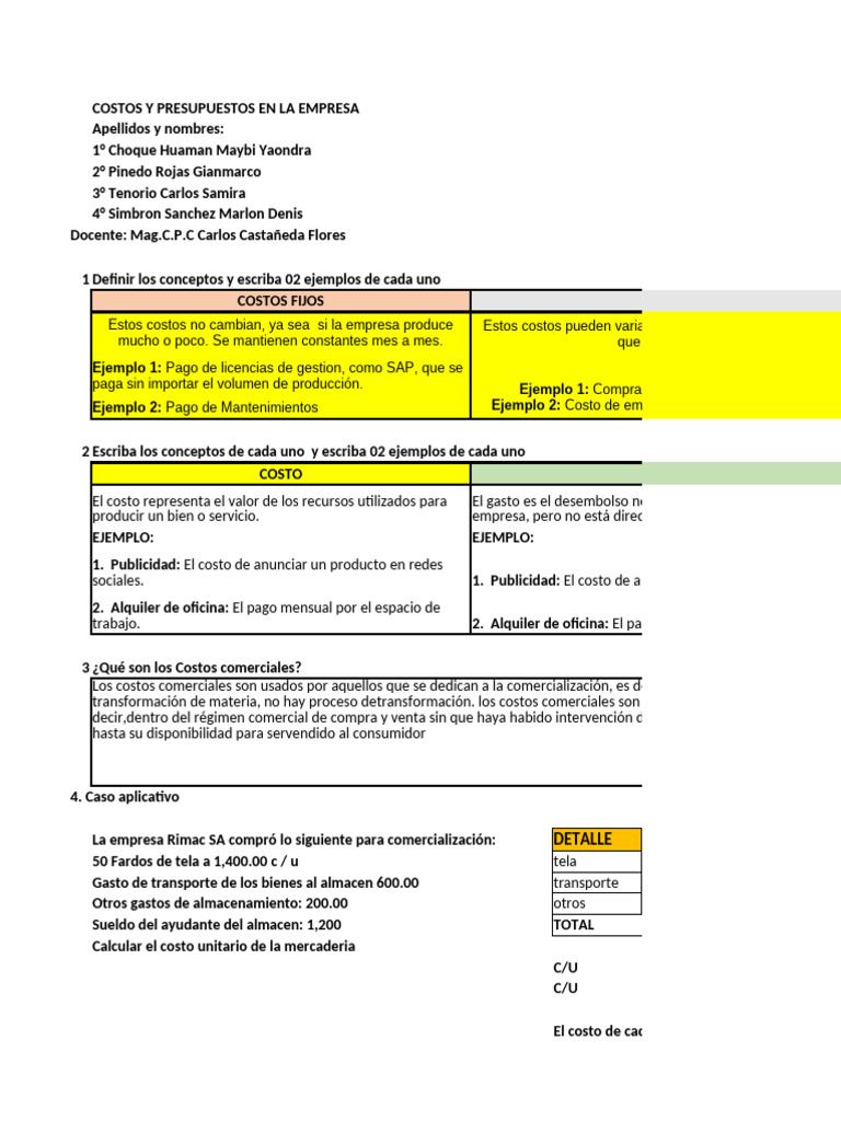 Examen C 1 Costos | PDF | Costo | Business