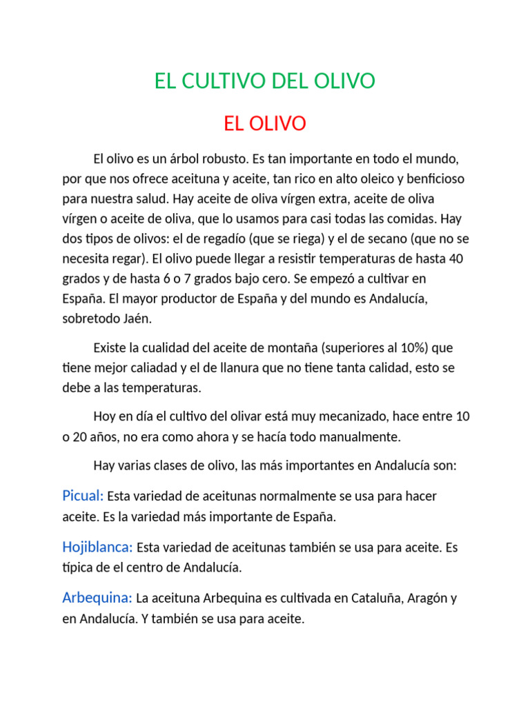 Olivo 2 | PDF | Aceite de oliva | Aceituna