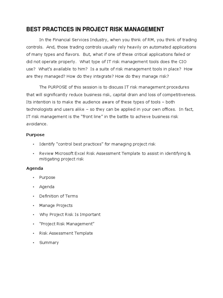 A Risk Management Standard | PDF