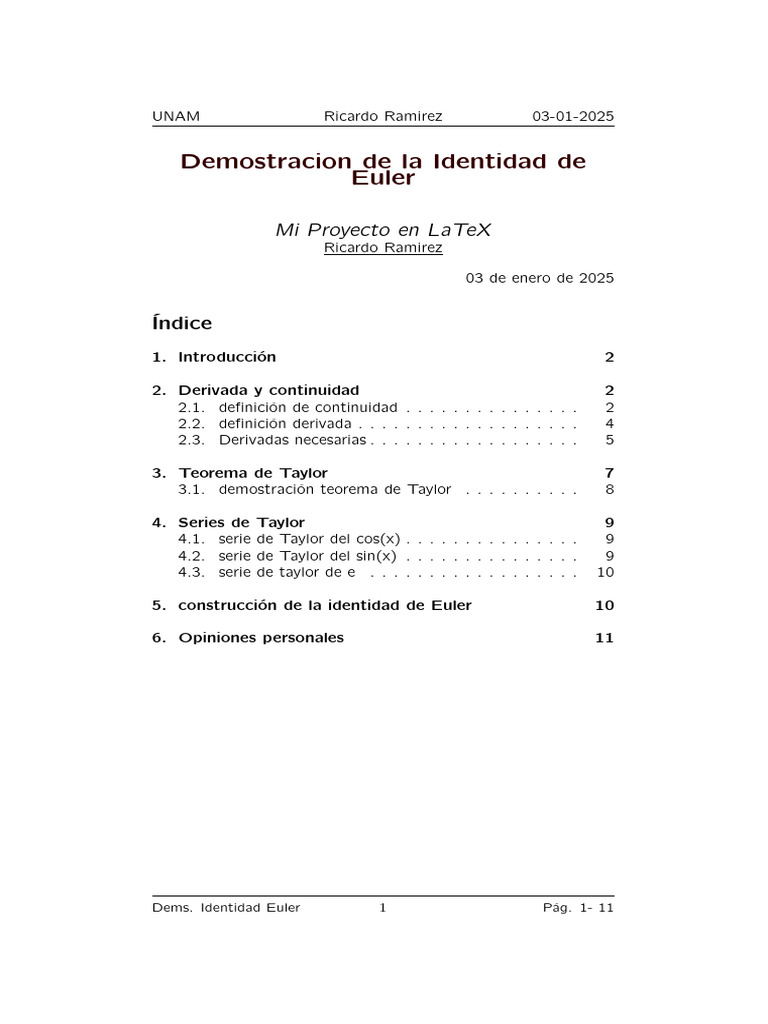 Demostración de La Identidad de Euler | PDF | Función (Matemáticas) | Función continua