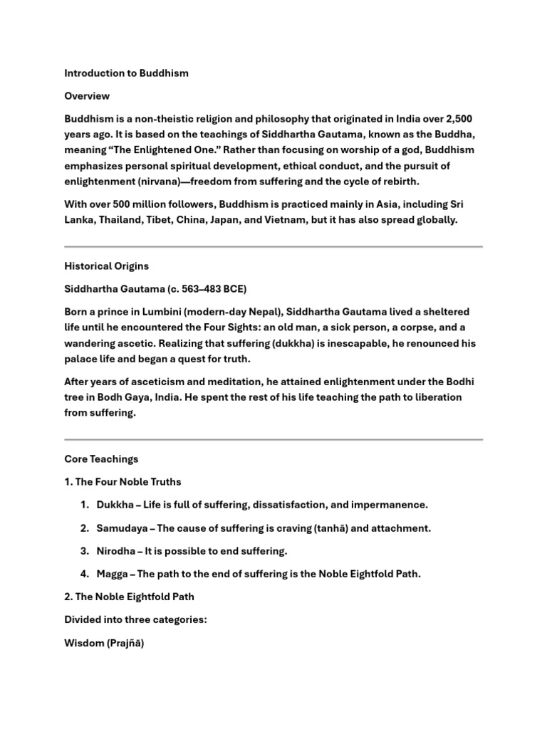 Introduction to Buddhism: Core Teachings | PDF | Mahayana | Noble ...