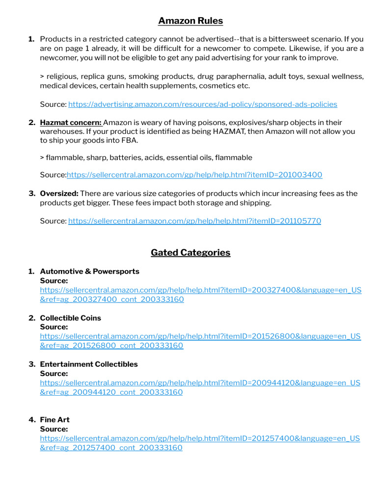 Amazon Rules Gated Categories | PDF