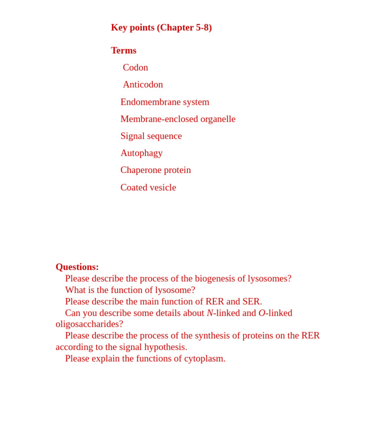 Key Points (Chapter 5-8) | PDF