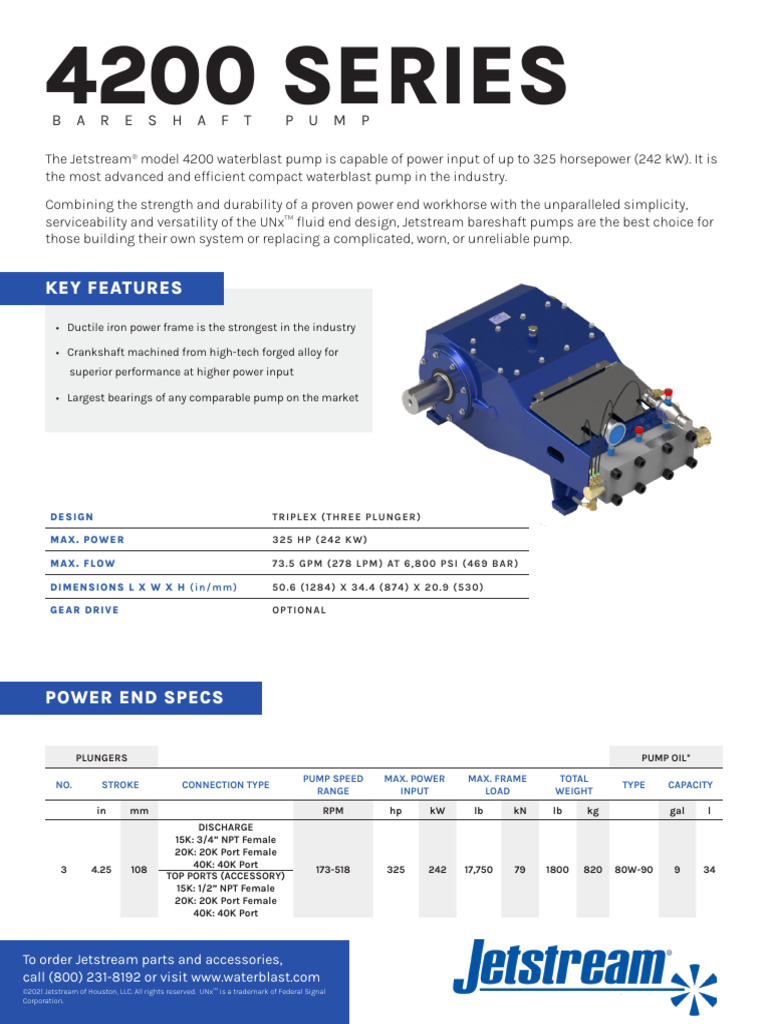 4200 Pump Sell Sheet Jetstream | PDF | Pump | Horsepower