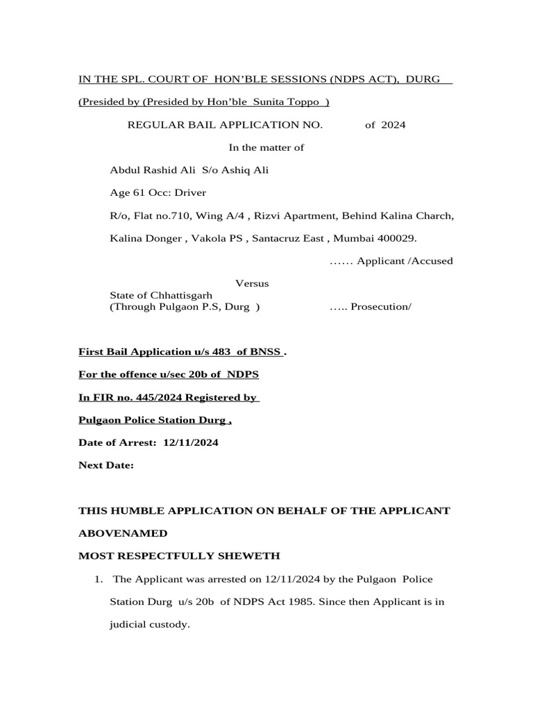 Abdul Rashid Session Bail Ndps Pdf Bail Crime Violence