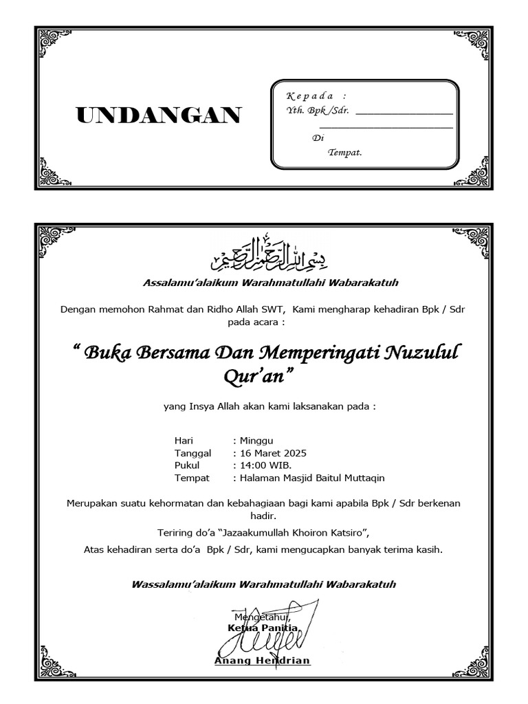 Undangan Nuzulul Quran | PDF