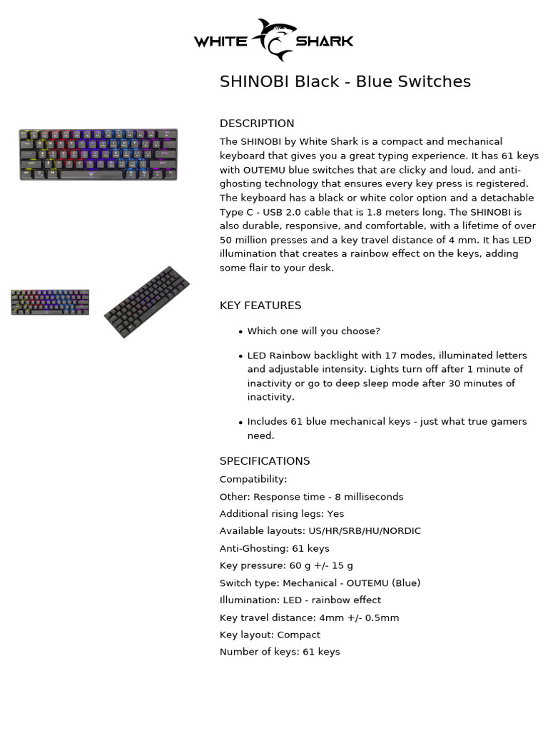 SHINOBI Mechanical Keyboard Review | PDF
