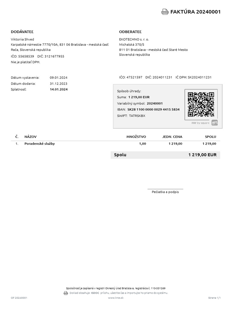 Faktura 20240001 | PDF