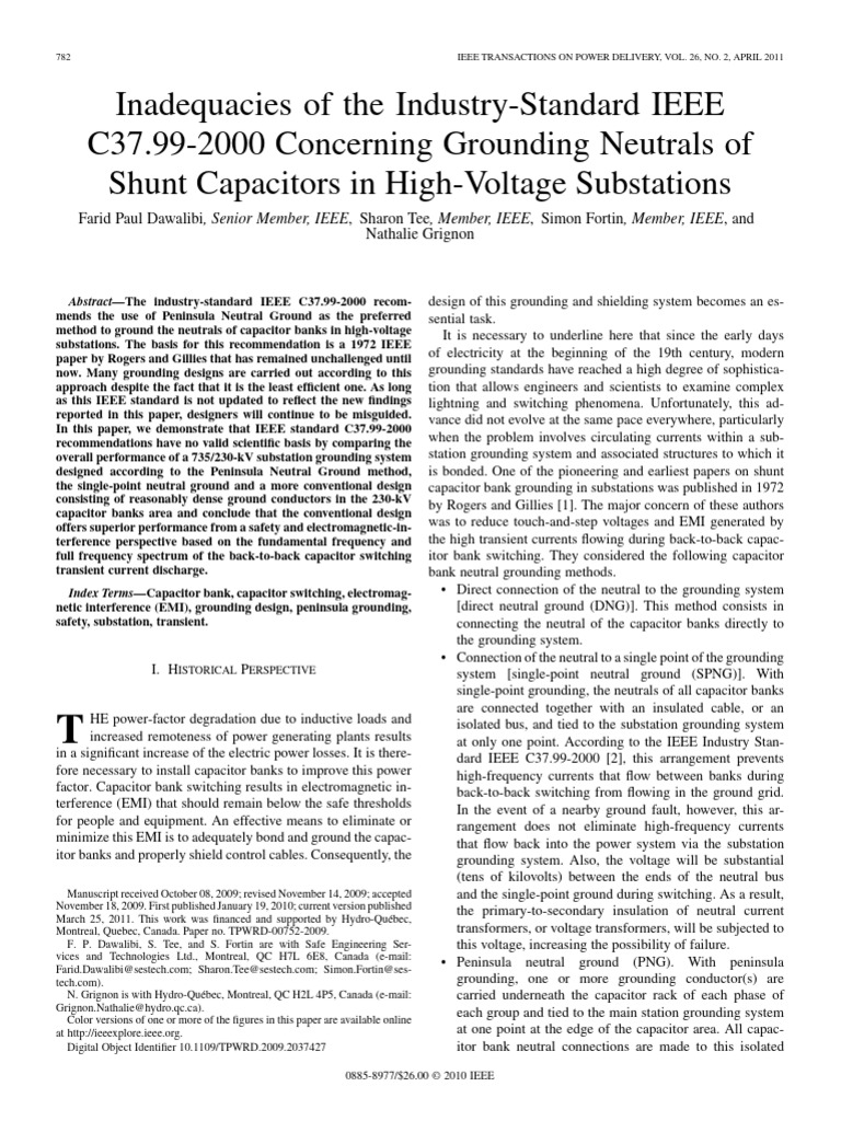 Inadequacies of The Industry-Standard IEEE C37.99-2000 Concerning Grounding Neutrals of Shunt ...