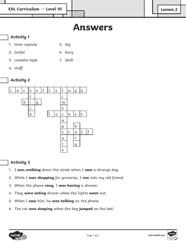 Lesson 10 - Level 2 Interactive Worksheet Answers | PDF