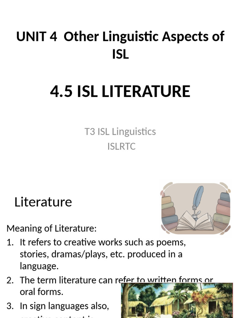 Understanding ISL Literature and Genres | PDF | Sign Language ...