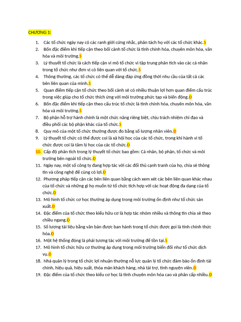 CÂU HỎI ĐÚNG SAI MÔN LTTC | PDF